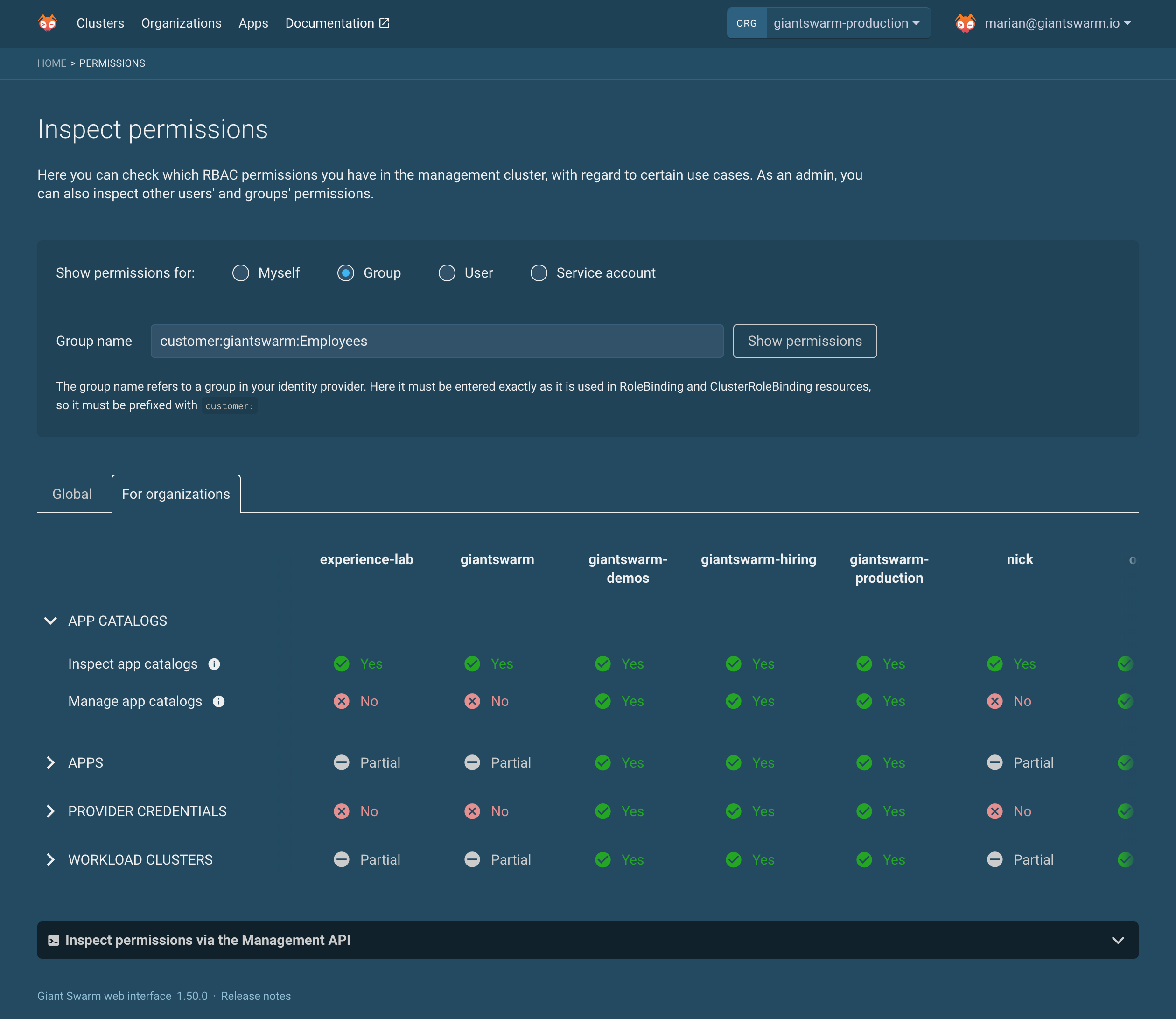 New: managing your fine-grained permissions » Giant Swarm New: managing your fine-grained permissions » Giant Swarm